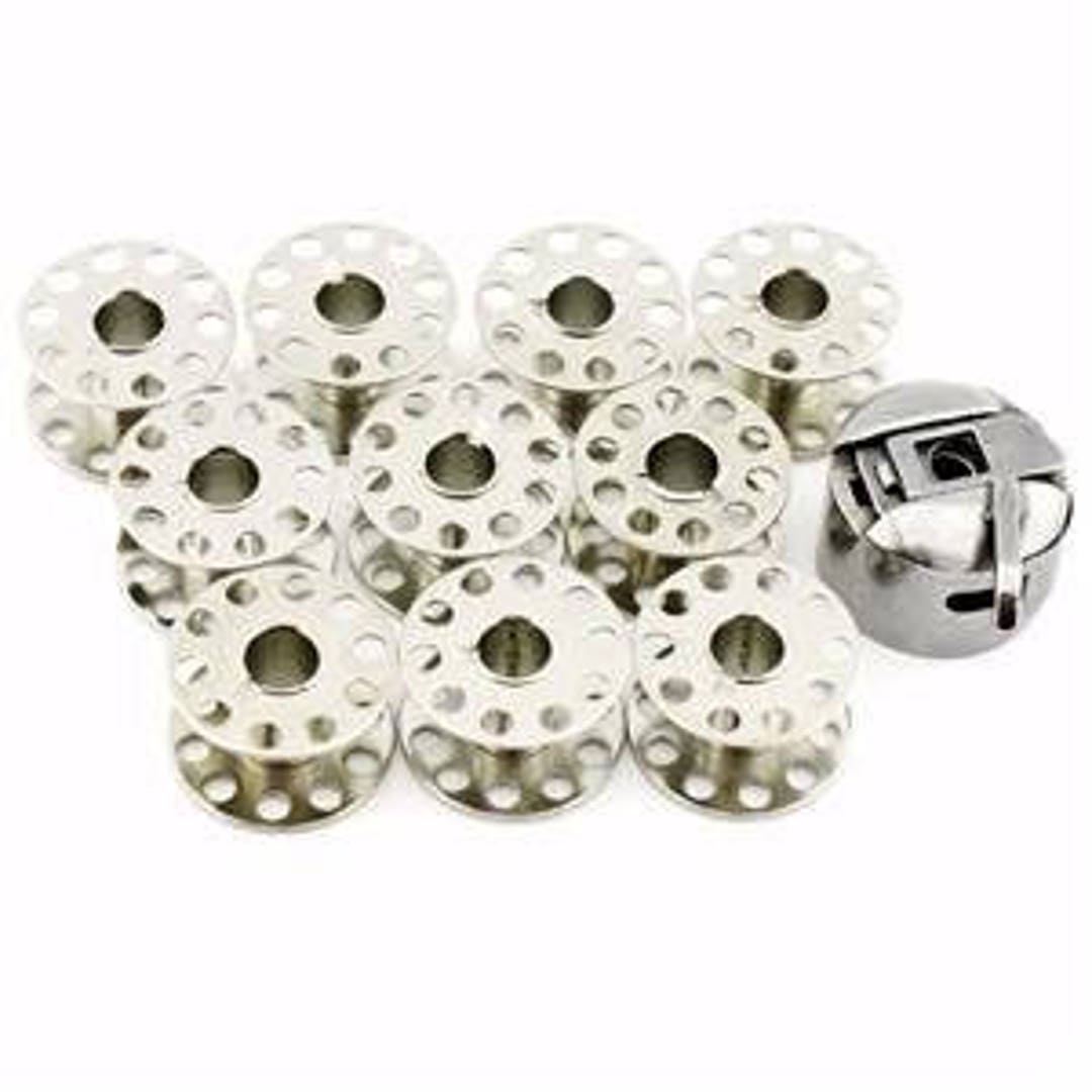 Bobbin Case & 10 Metal Bobbin Set for Singer Class 15, 15K, 15-30, 16 ...