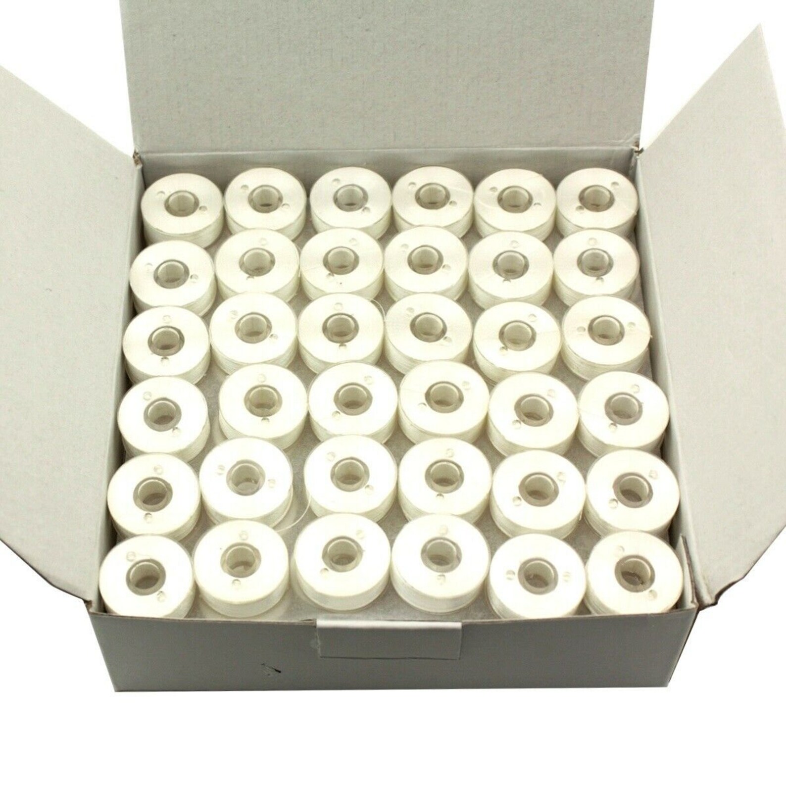Cutex™ L-size Plastic Sided White Prewound Embroidery Machine Bobbins ...