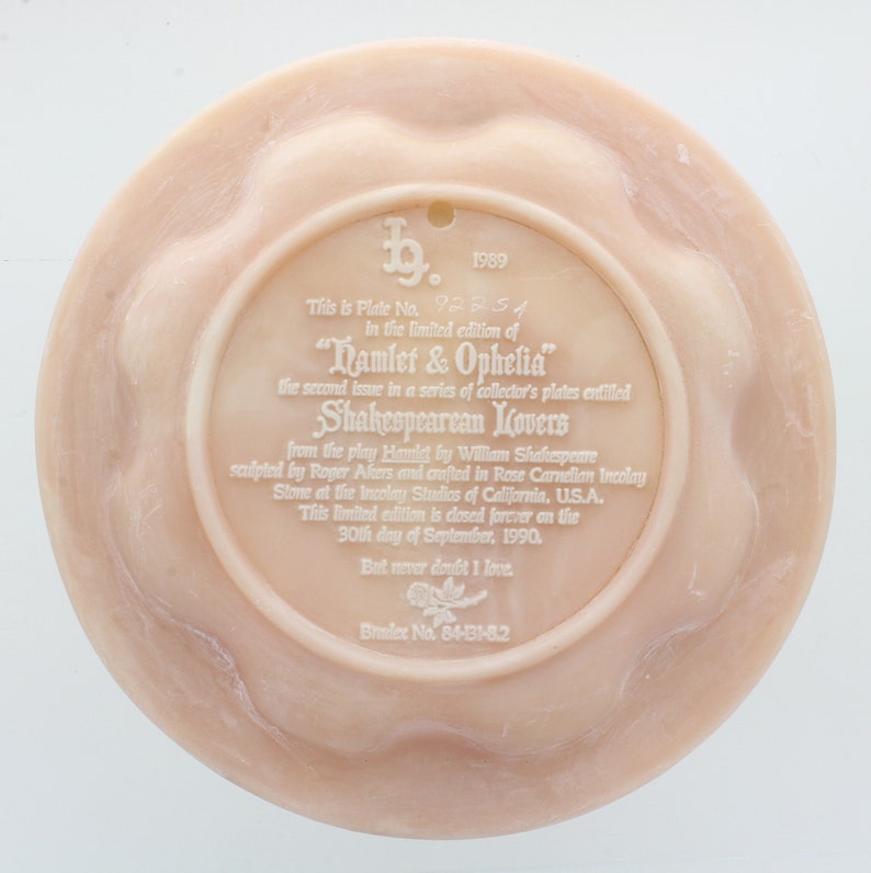 Shakespearean Lovers hamlet & Ophelia Collectors Plate From Incolay ...