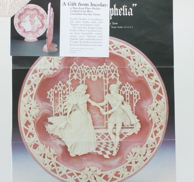 Shakespearean Lovers hamlet & Ophelia Collectors Plate From Incolay ...