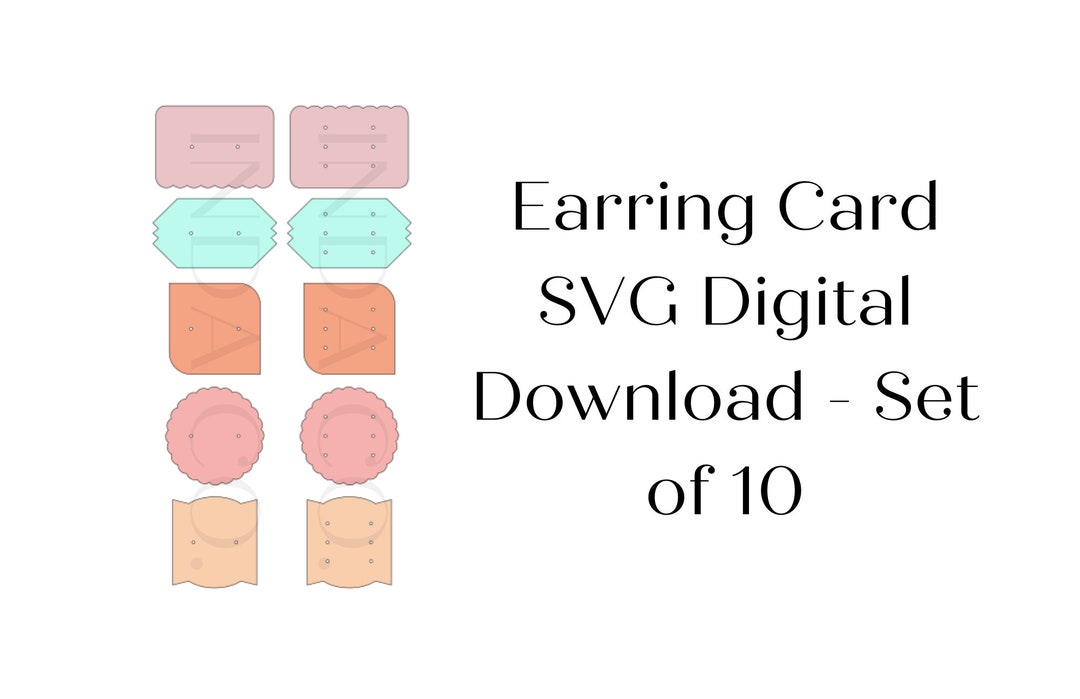 Earring Card DIGITAL DOWNLOAD Svg - Set of 10 - 5 Different Shapes ...