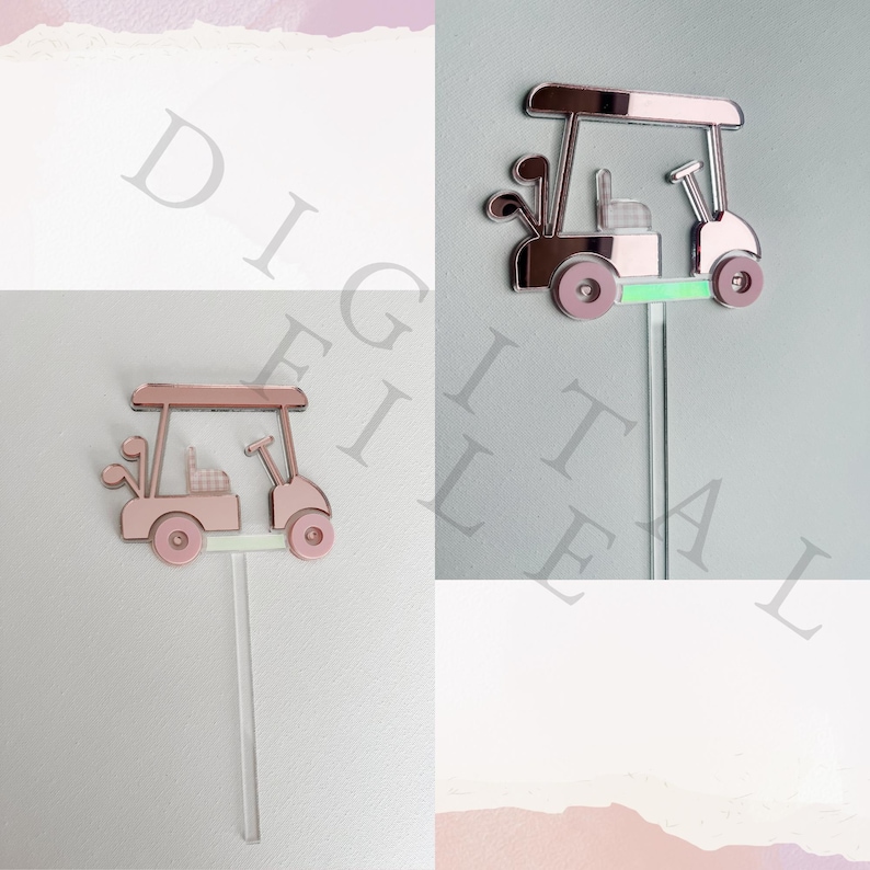 Golf Cart Cake Topper Svg - Hole in One Birthday Cake Laser File - Golf ...