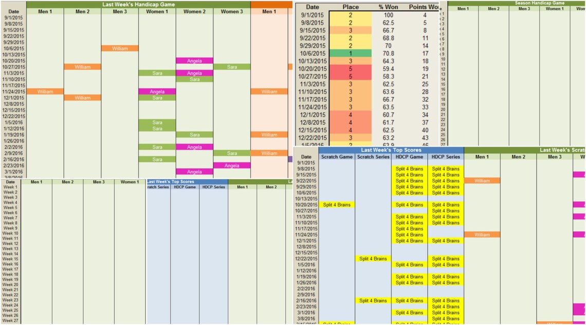 Bowling Captain Team Organizer and Stat Tracker - Excel Spreadsheet - Etsy