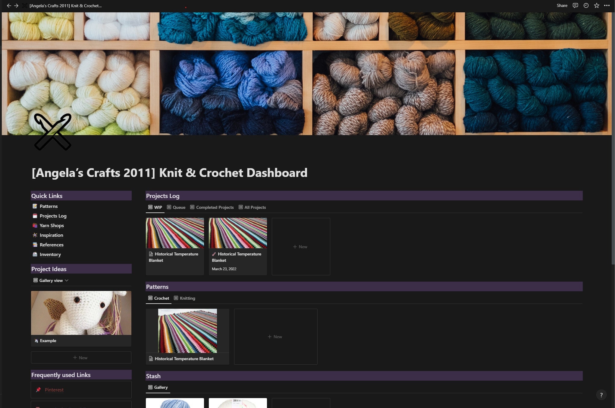Notion Template: Knit & Crochet Dashboard - Etsy