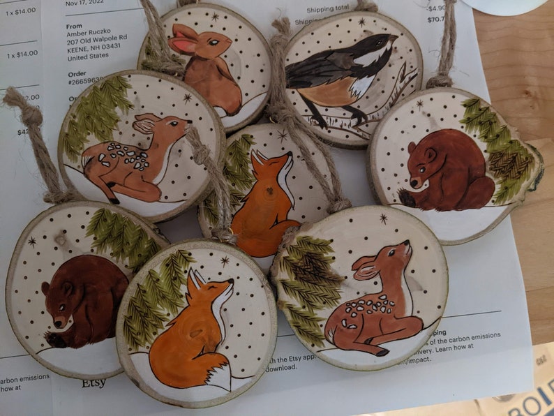 Wood Burned Forest Animal Ornaments - Etsy