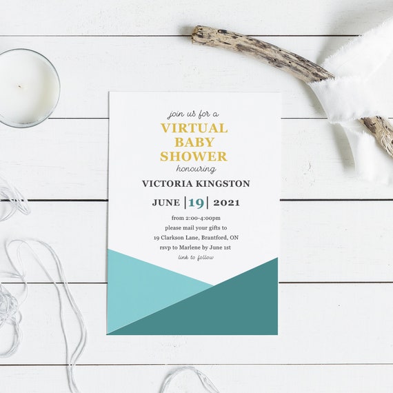 Virtual Baby Shower Invites, Geometric Baby Shower Invites, Printable ...