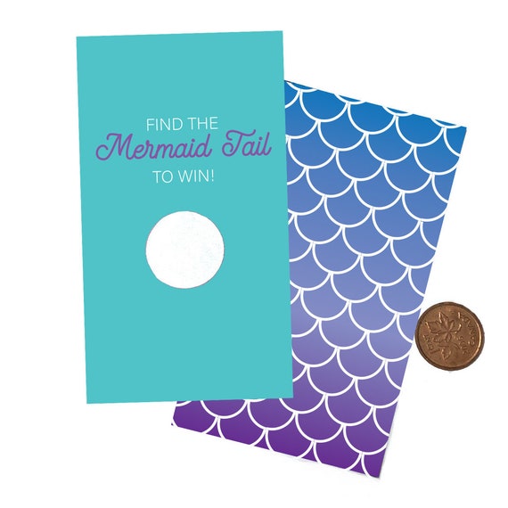 12 Mermaid Scratch Off Cards, Mermaid Bridal Shower Games, Kids Party ...