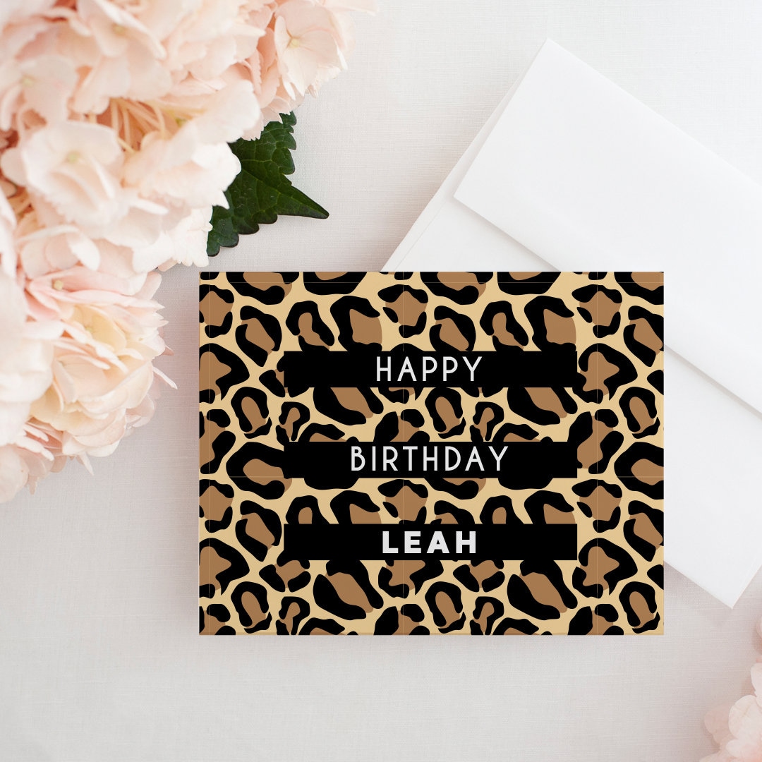 Custom Leopard Birthday Card, Happy Birthday Card, Wild Birthday Card ...