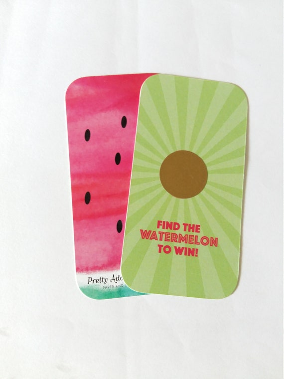12 Watermelon Scratch Off Cards, Party Games, Birthday Party Game, Baby ...