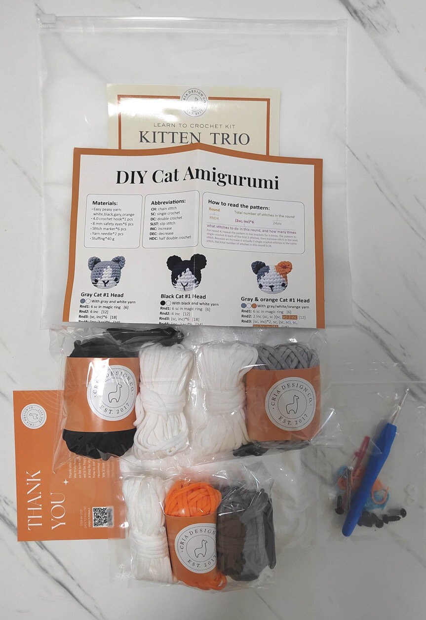 Kitty Cat Crochet Kit Learn to Crochet Kit Cute Animal DIY Crochet Kit ...