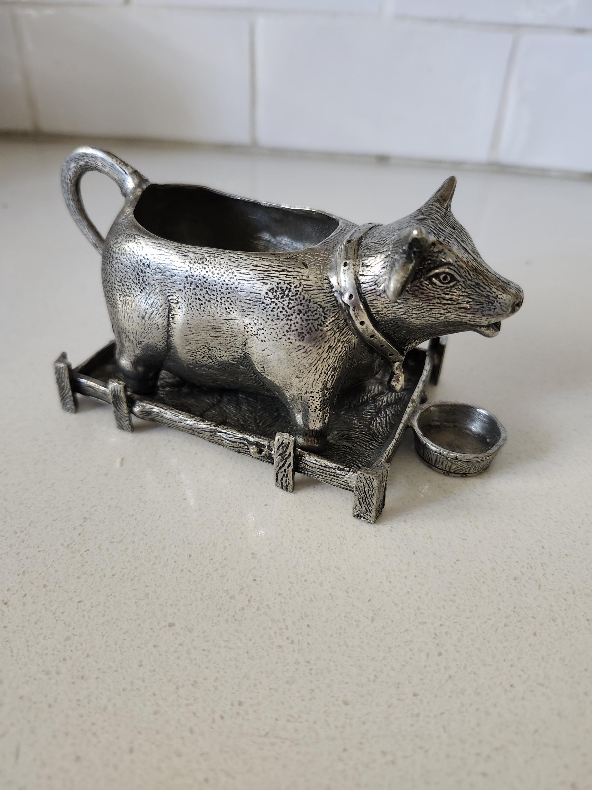 Vintage PIERRE DEUX Pewter Cow Creamer With Stand and Drip Bucket - Etsy