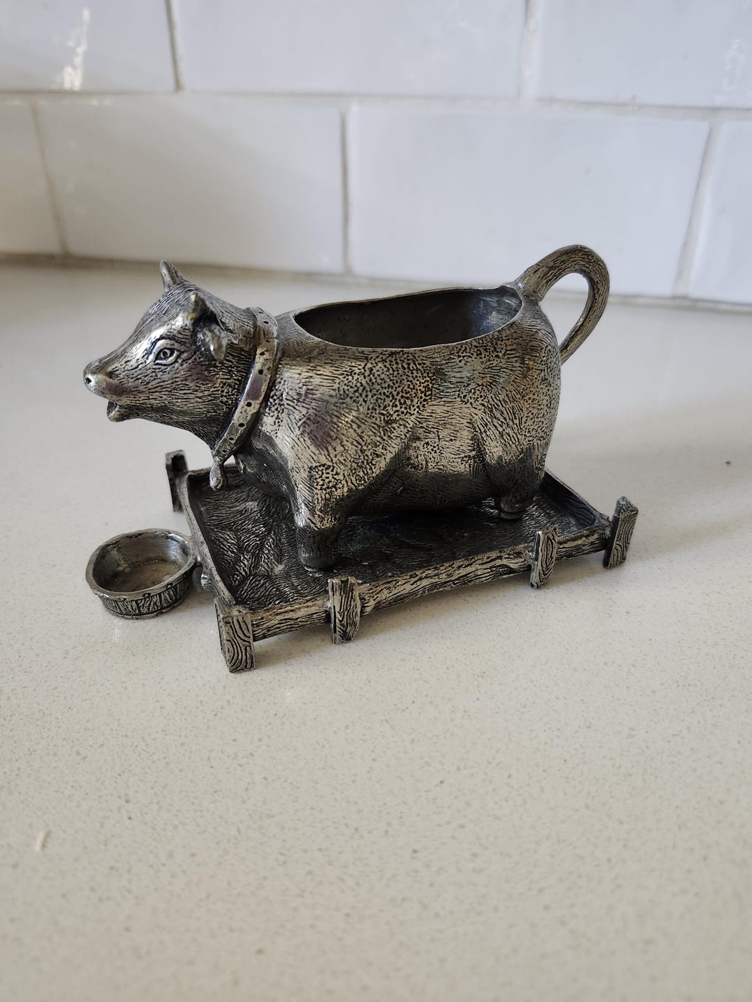 Vintage PIERRE DEUX Pewter Cow Creamer With Stand and Drip Bucket - Etsy