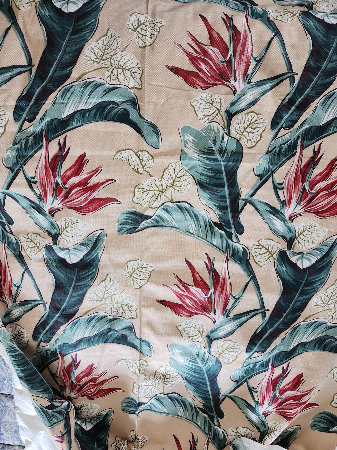 Vintage Tropical Hawaiian Bark Cloth Fabric 1940's 12.5yards Never Used ...