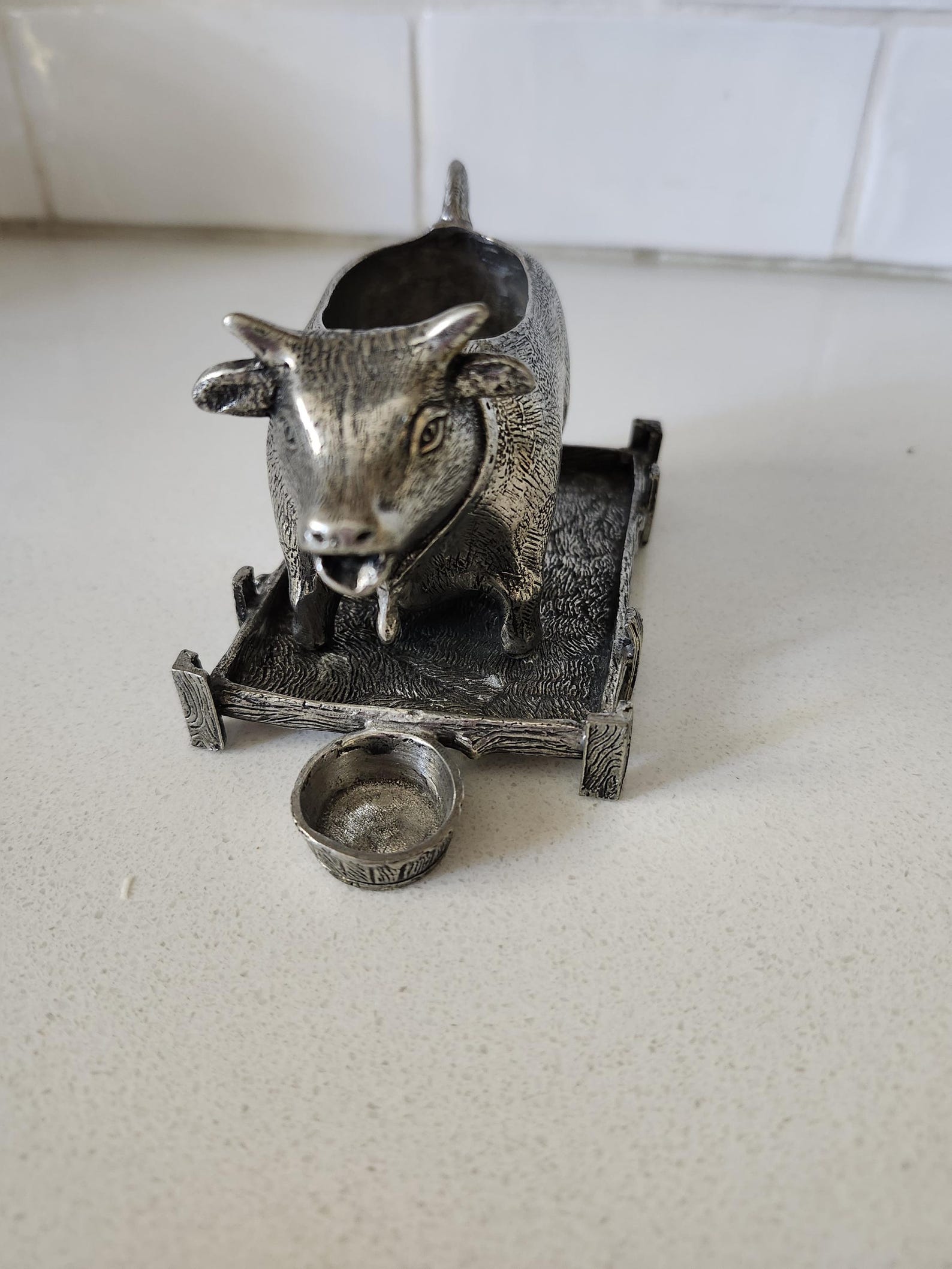 Vintage PIERRE DEUX Pewter Cow Creamer With Stand and Drip Bucket - Etsy