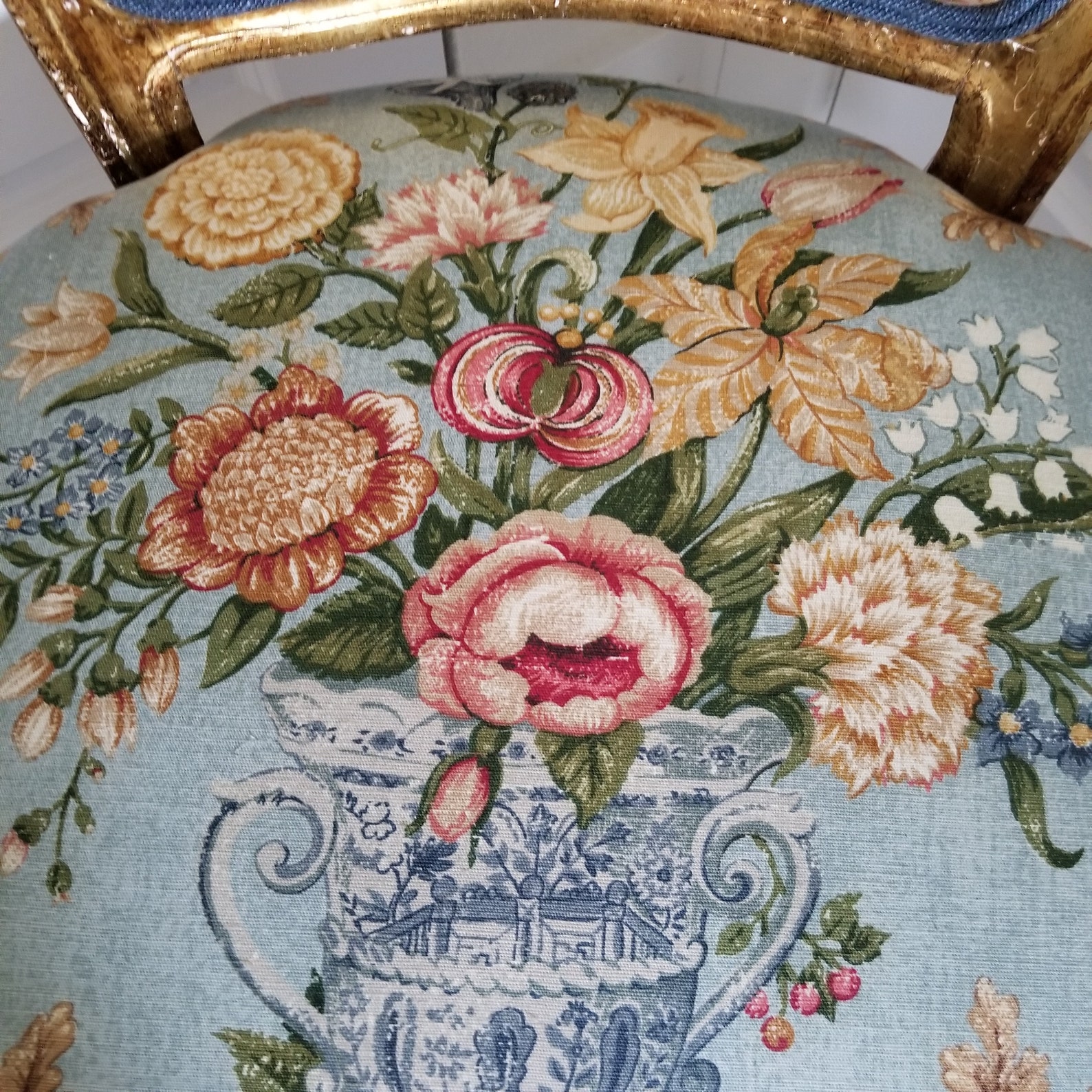 Antique French Gilded Chair With Custom High End Upholstery. Only One ...