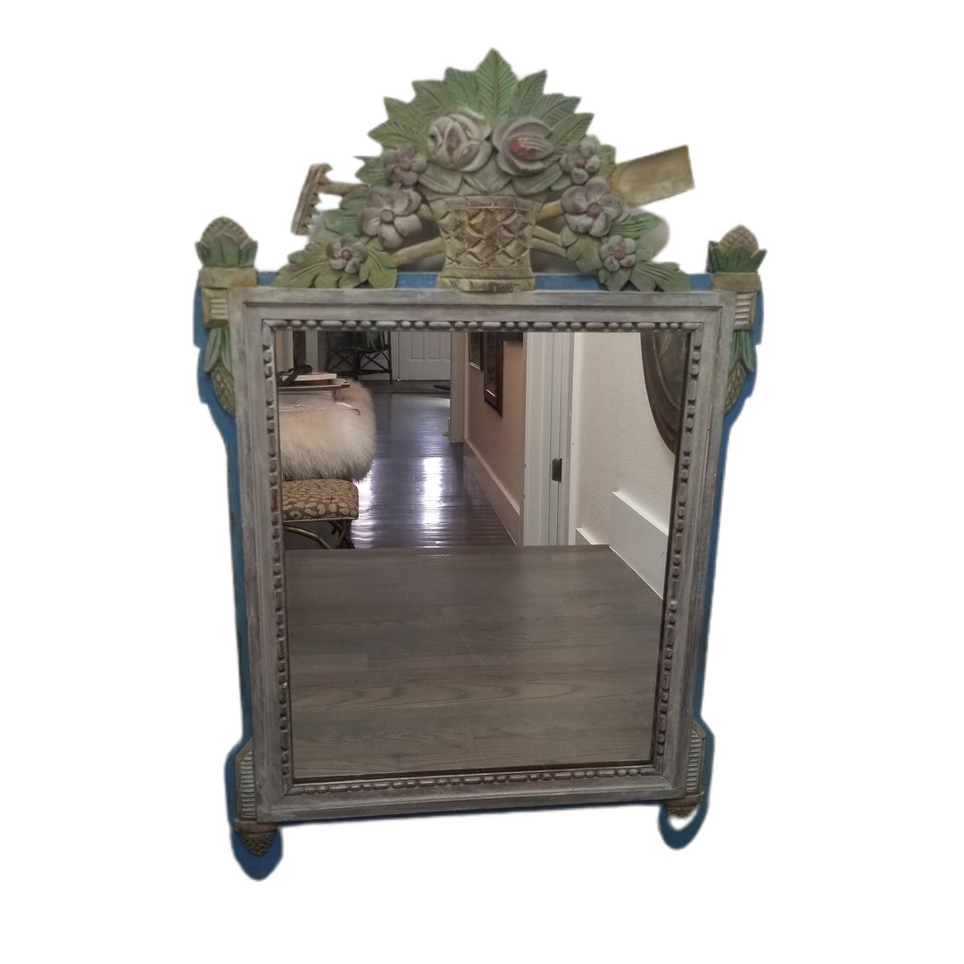Antique French 18th Century Carved Garden Theme Mirror. Original Patina ...