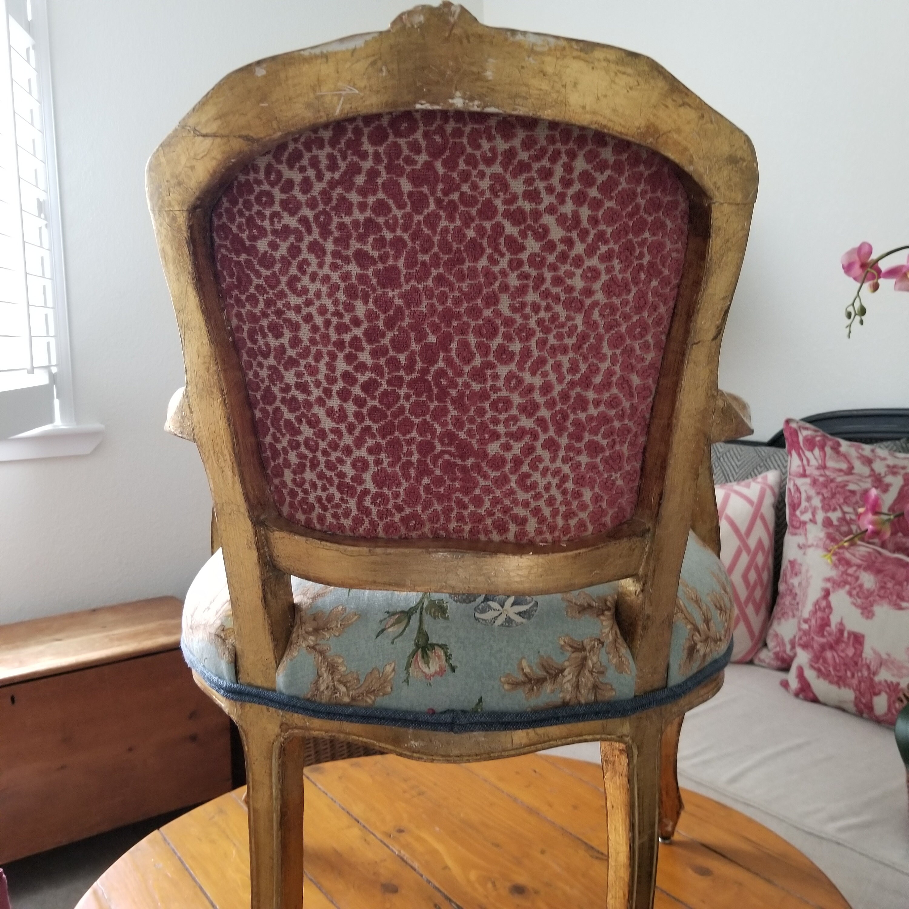 Antique French Gilded Chair With Custom High End Upholstery. Only One ...