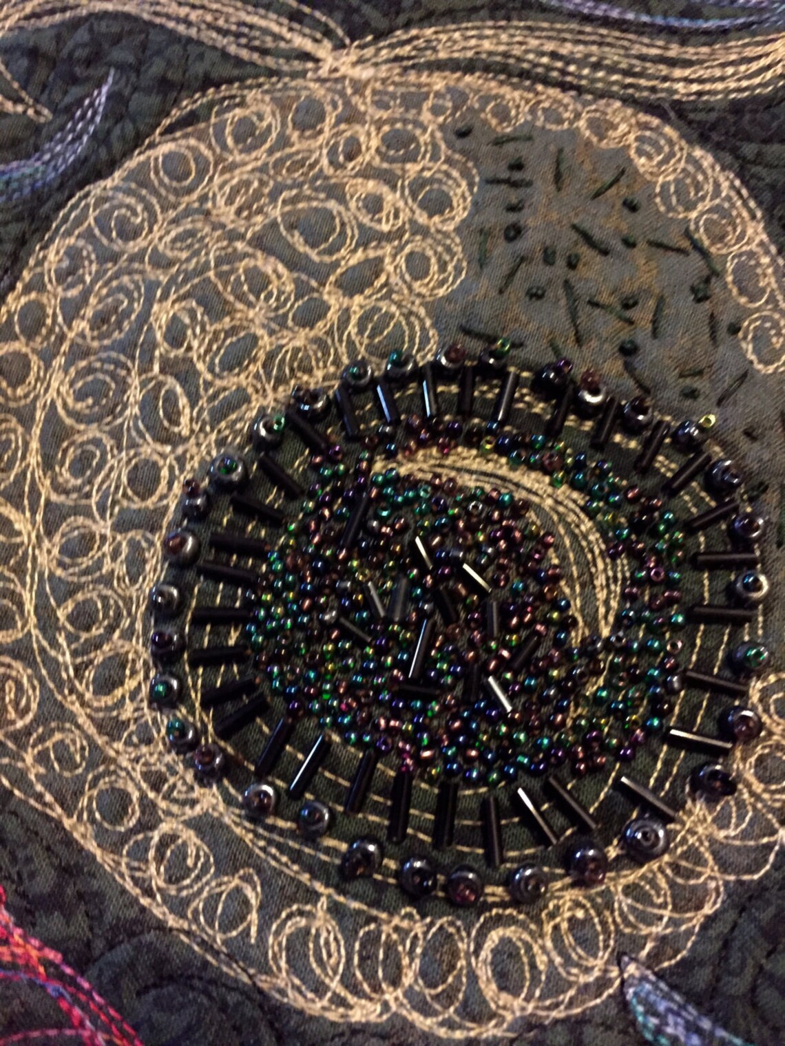 Thread Sketched Floral, Hand Beaded Art Quilt - Etsy