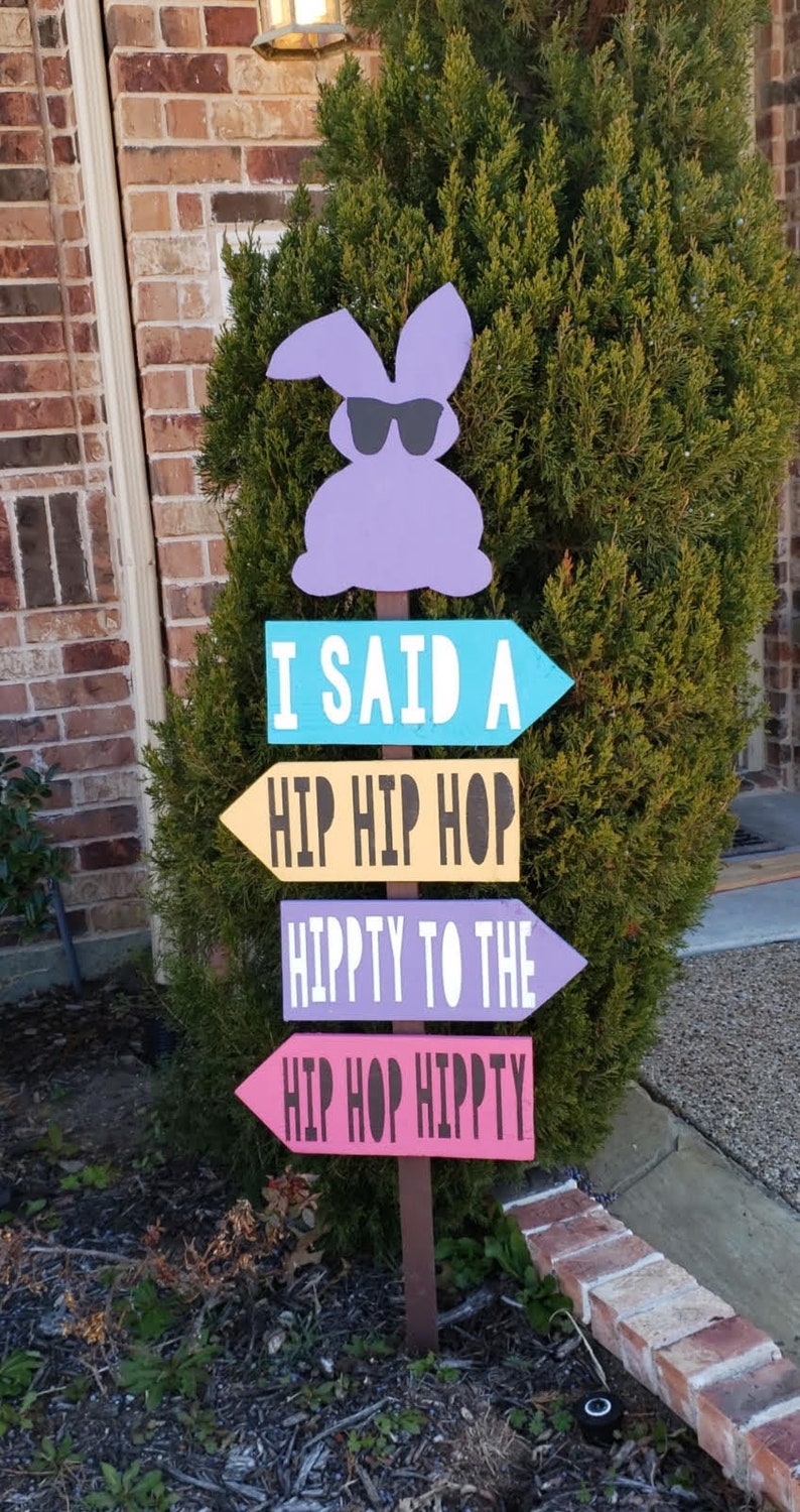 Hip Hop Bunny Wood Sign/Yard Art Lawn Wood Easter/Easter | Etsy