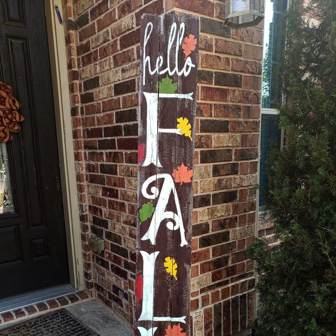 Hello Fall Wood Sign/ Welcome Sign /front Door Wood Sign/ Home Decor ...