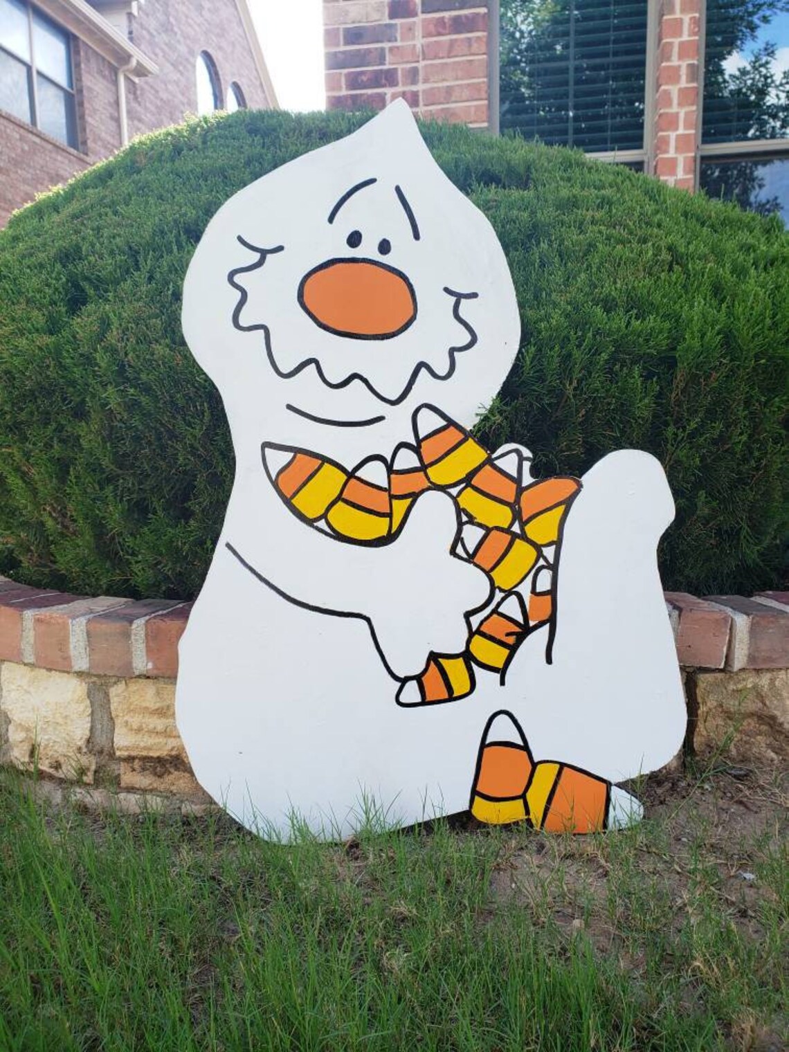 Ghost Yard Art/ Halloween Yard Art/ Ghost With Candycorn Wood - Etsy