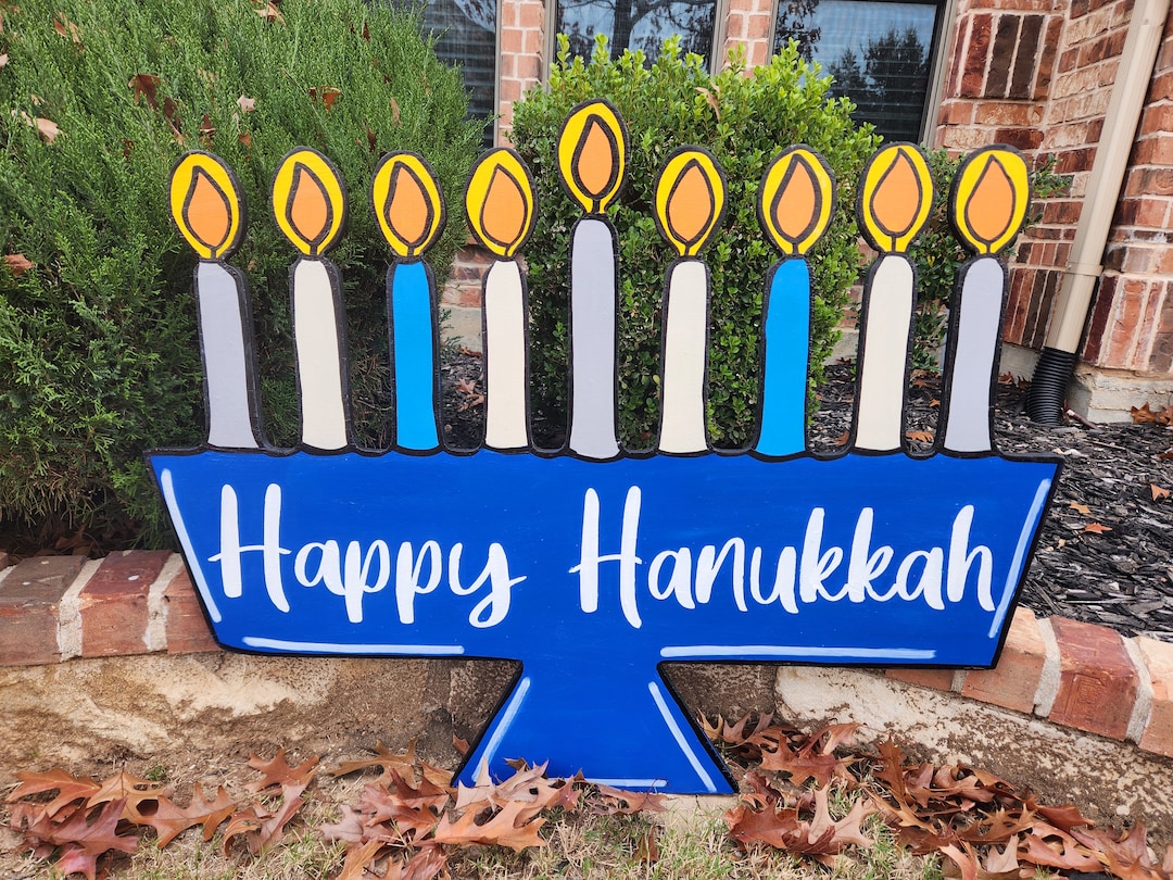 Happy Hanukkah Yard Art/ Hanukkah Decor/ Outdoor Decor/ Hanukkah/ Lawn ...