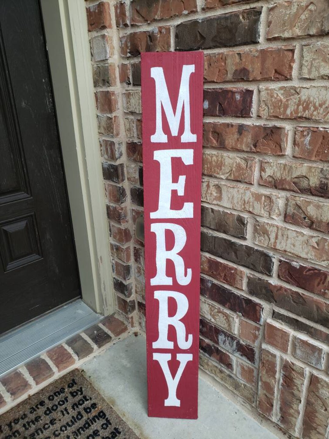 Merry Wood Sign/ Christmas Welcome Leaner Sign/ Front Door Wood Sign ...