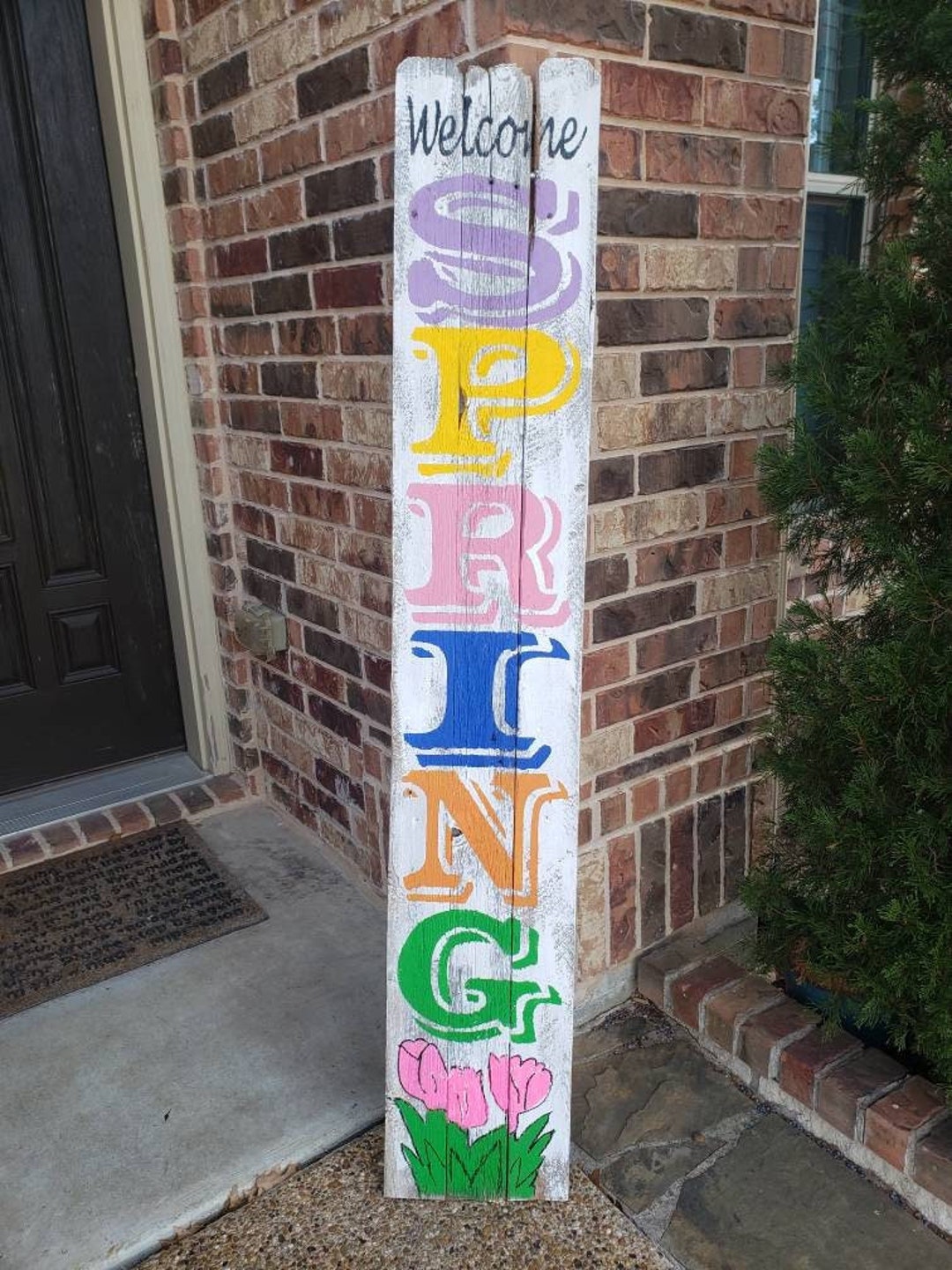 Welcome Spring Wood Sign/ Spring Porch Leaner/ Reclaimed Wood Sign ...