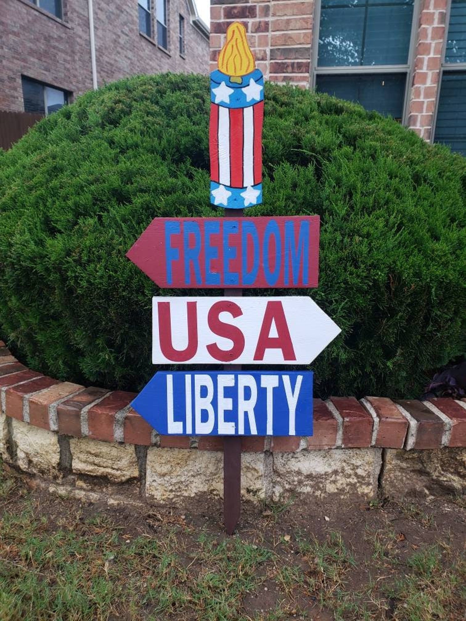 July 4th Yard Sign/ Patriotic Wood Sign/ America/ Fireworks Decor/ July ...