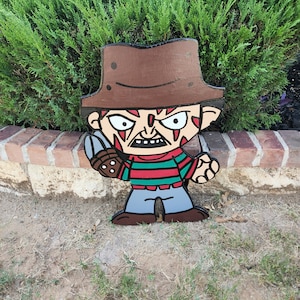 Hand-painted Freddy Krueger Yard Art/ Wooden Yard Art/ Horror Movie ...
