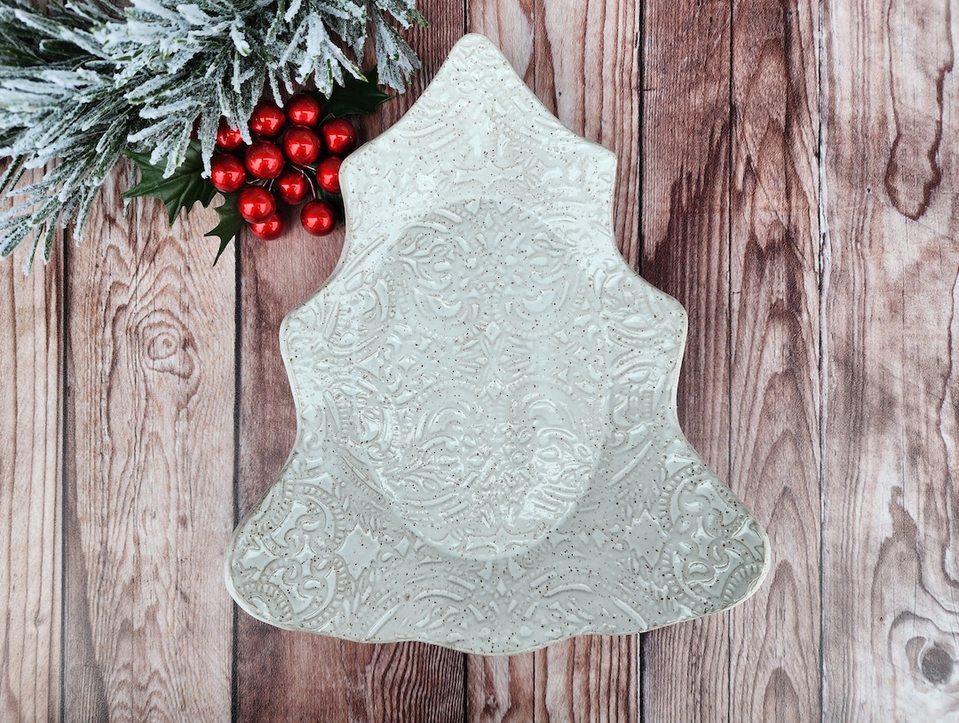 Ceramic Christmas Tree Shape Dish, Candy Dish, Catchall, Cookie Dish ...