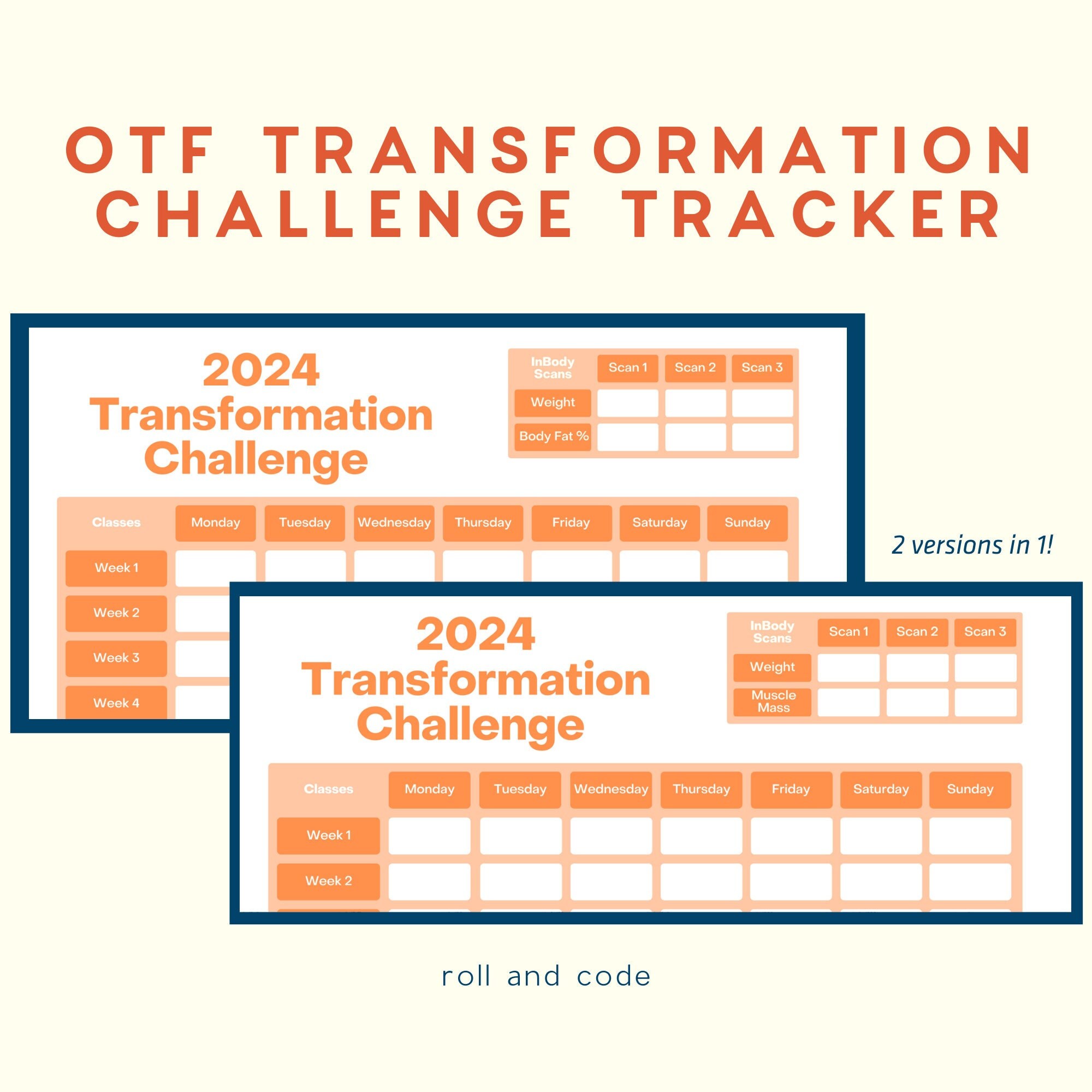 NEW Transformation Challenge Tracker Body Fat & Muscle Mass - Etsy