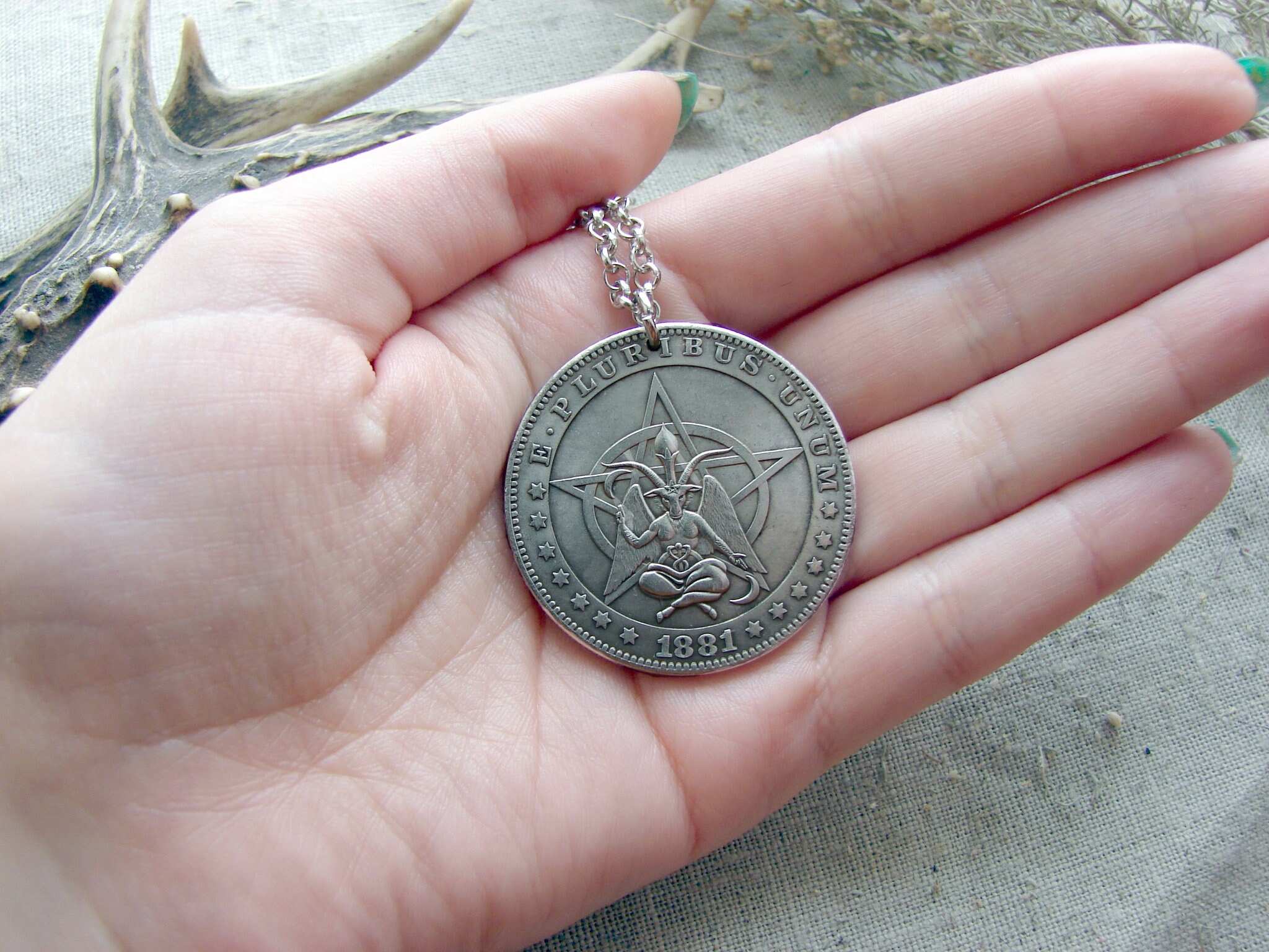 Lucifer Pentagram Hobo Nickel Coin Pendant Necklace Witch | Etsy