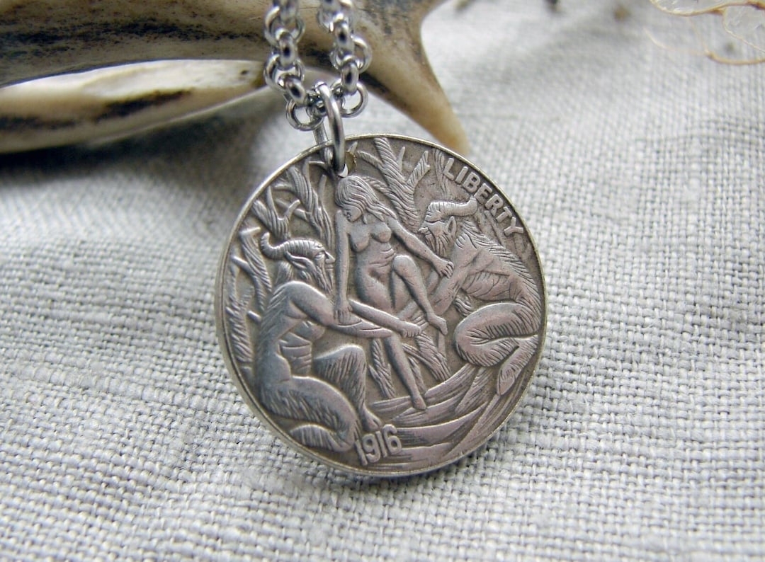 Faun Witch Hobo Nickel Coin Pendant Necklace Jewelry Spiritual Silver ...