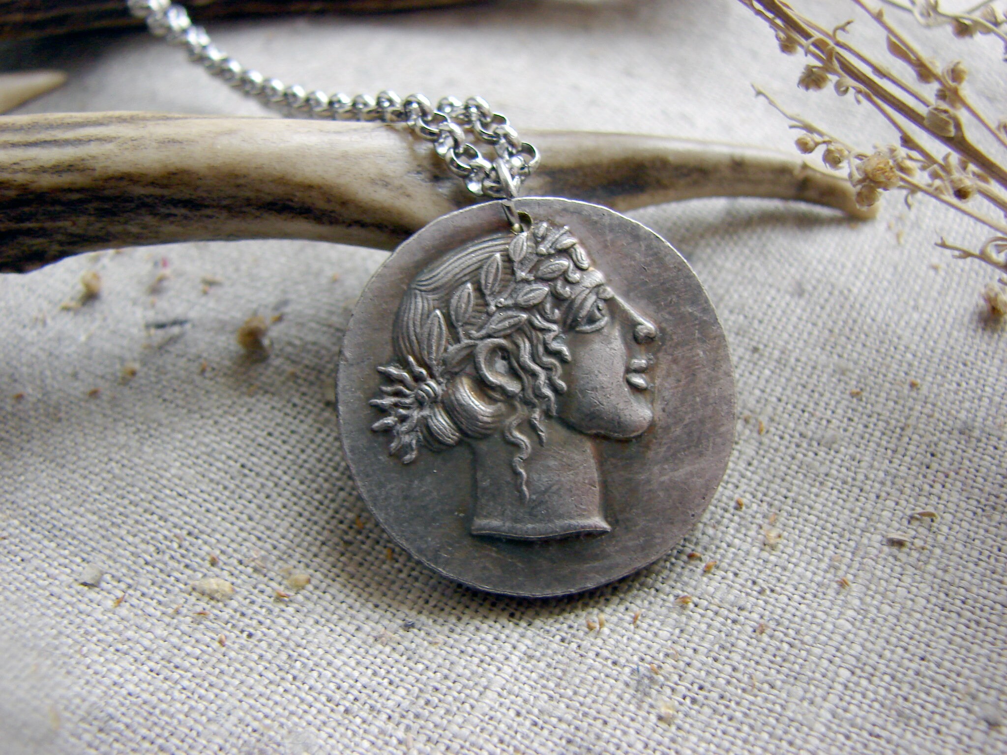 Apollo ancient Greece copy of coin pendant necklace jewelry | Etsy