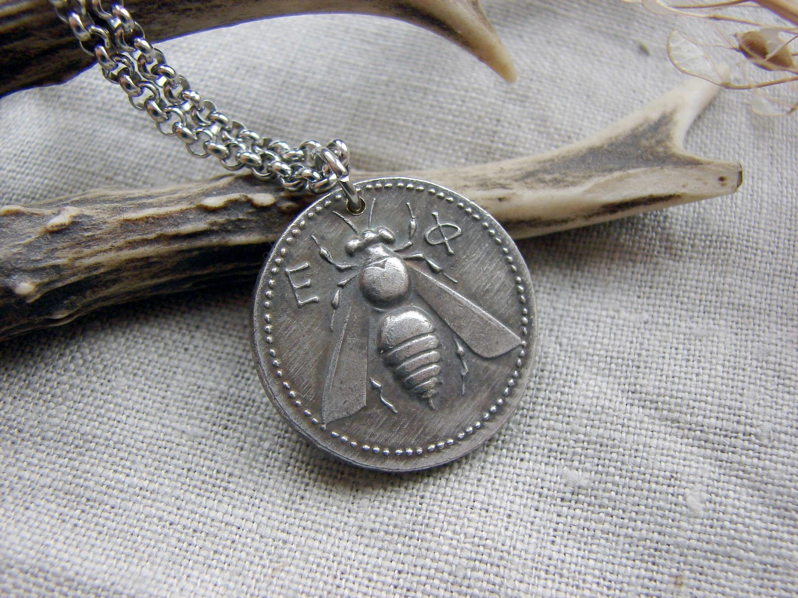 Ancient Greece Copy of Drachm Coin With Bee and Deer Pendant Necklace ...