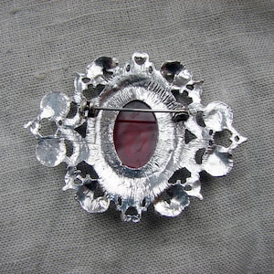 Ruby Red Brooch With Bat, Macabre Glass Silver Filigree Pin, Gothic ...