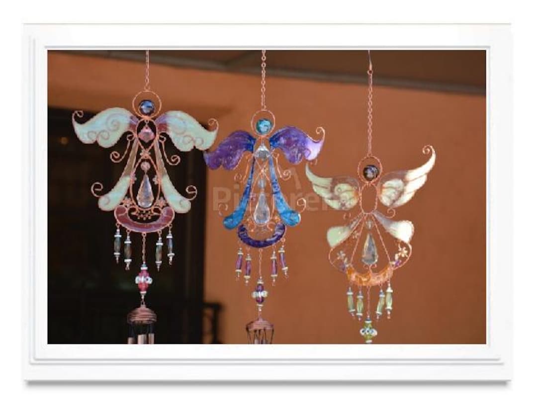 Glass Angels Wind Chimes Note Card, Angel Greeting Card, Blank Inside ...