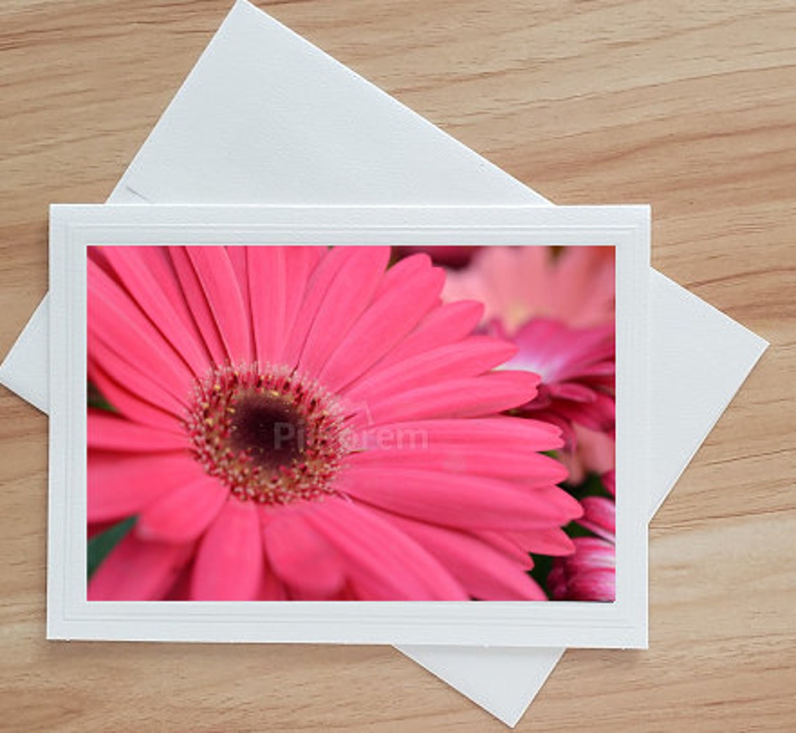 Pink Floral Note Card, Pink Floral Greeting Card, Embossed Note Card ...