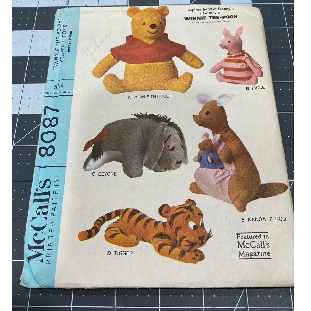 Mccalls Sewing Pattern 8087 Vintage Winnie the Pooh Eeyore Piglet ...