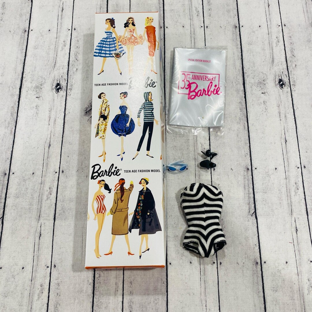 Barbie Doll Reproduction Zebra Swimsuit Shoes Sunglasses Box Vintage - Etsy