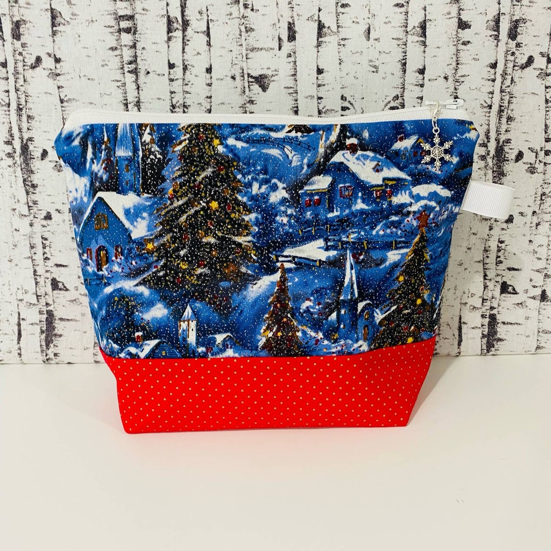 Small Knitting Project Bag Christmas Sock Sack Craft Tote - Etsy