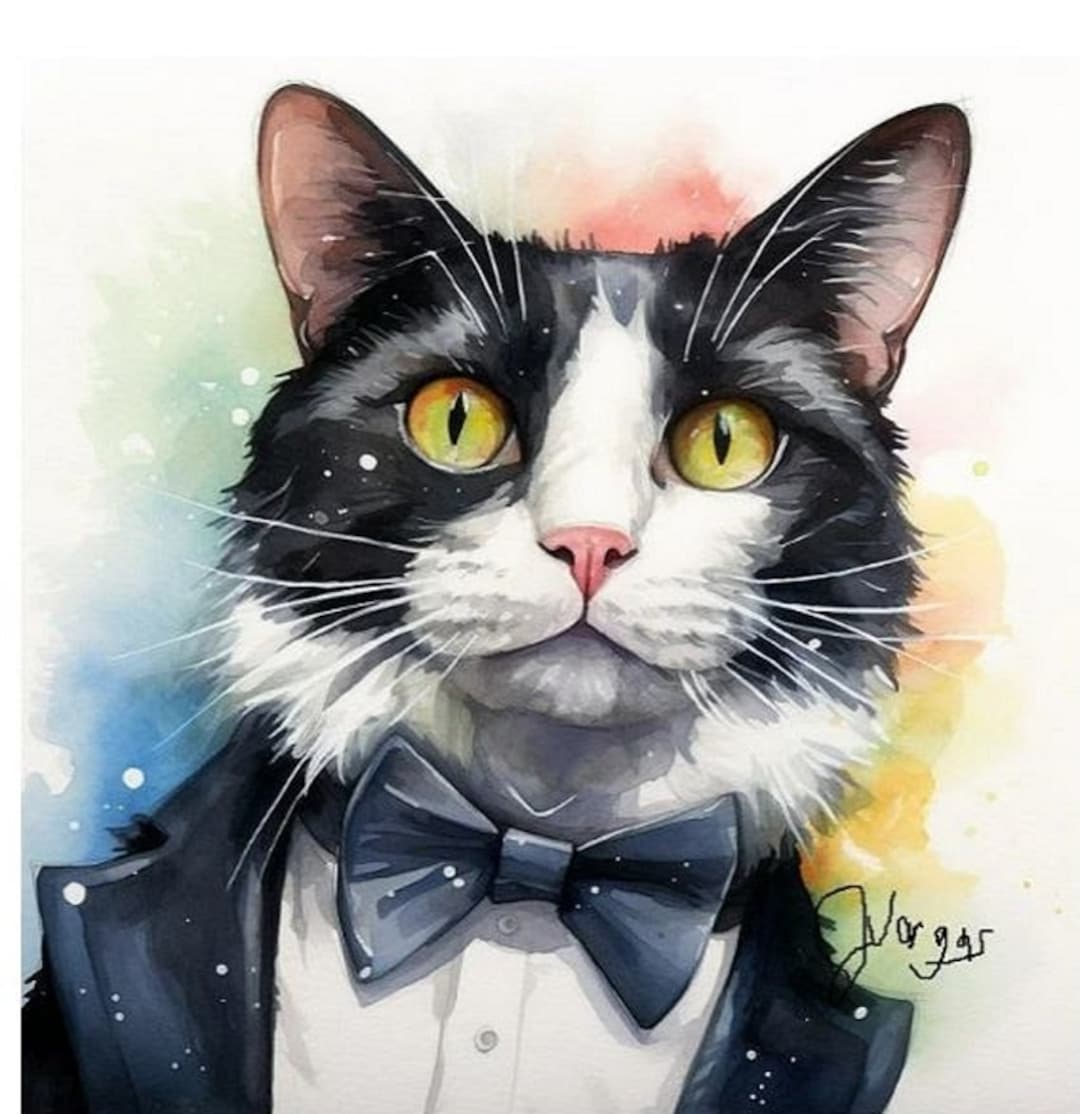 Tuxedo Cat Painting/ Tuxedo Cat Art/ Dog Painting/ Fine Art - Etsy
