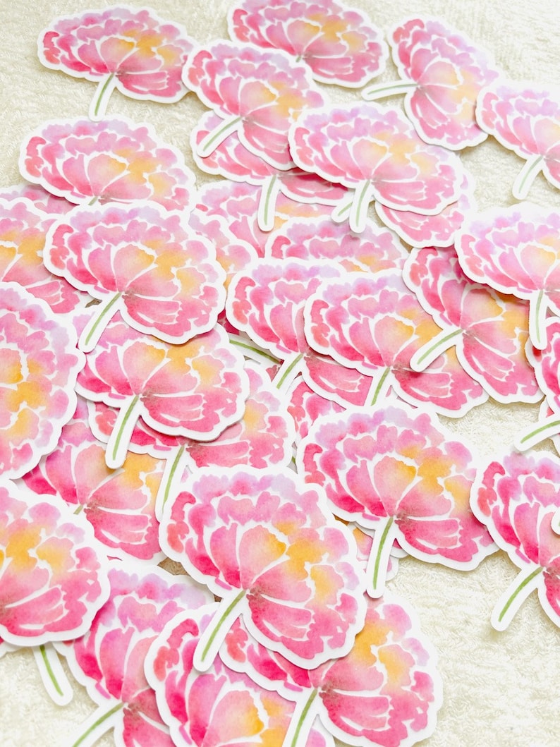 Floral Laptop Sticker Peony Vinyl Sticker Water Bottle - Etsy