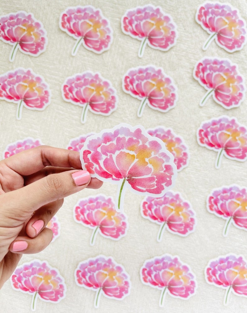 Floral Laptop Sticker Peony Vinyl Sticker Water Bottle - Etsy
