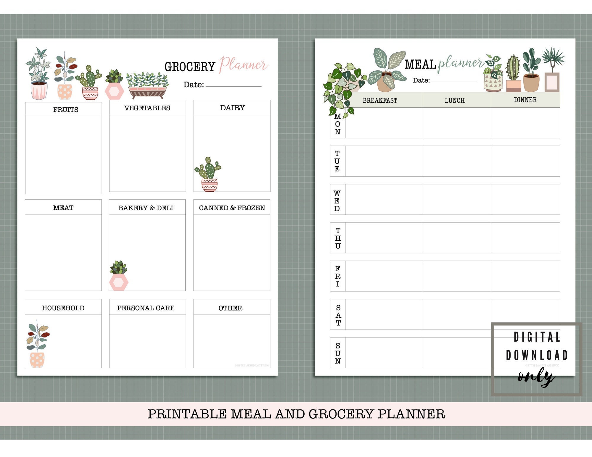 Printable Meal and Grocery Planner, Weekly Meal Planner Printable With ...