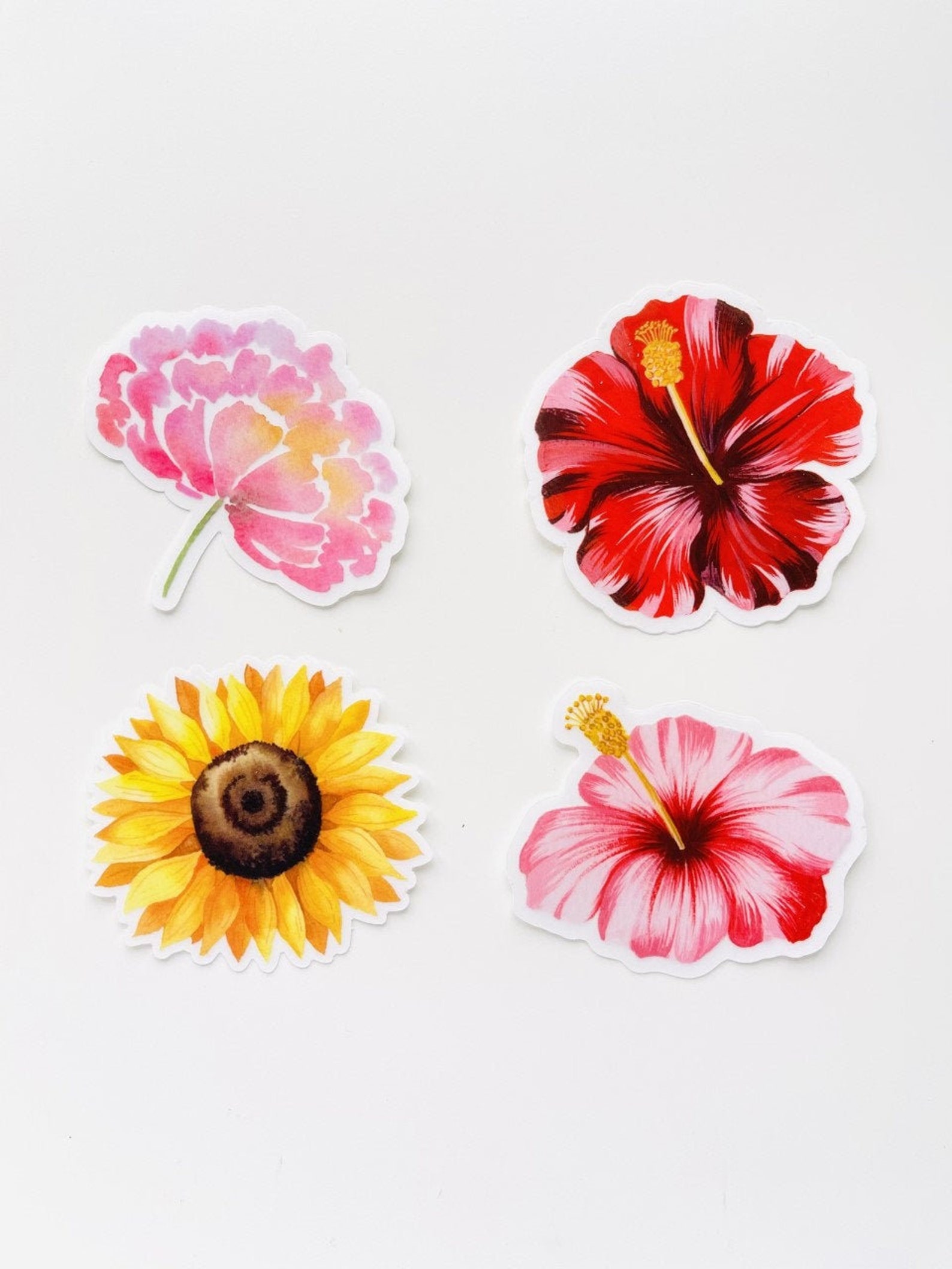 Floral Stickers Pack of 4 Laptop Sticker Peony Sticker - Etsy