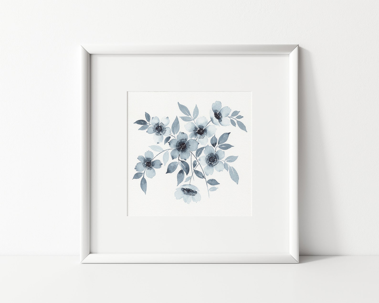 Indigo Watercolor Florals Watercolor Painting Original Art - Etsy