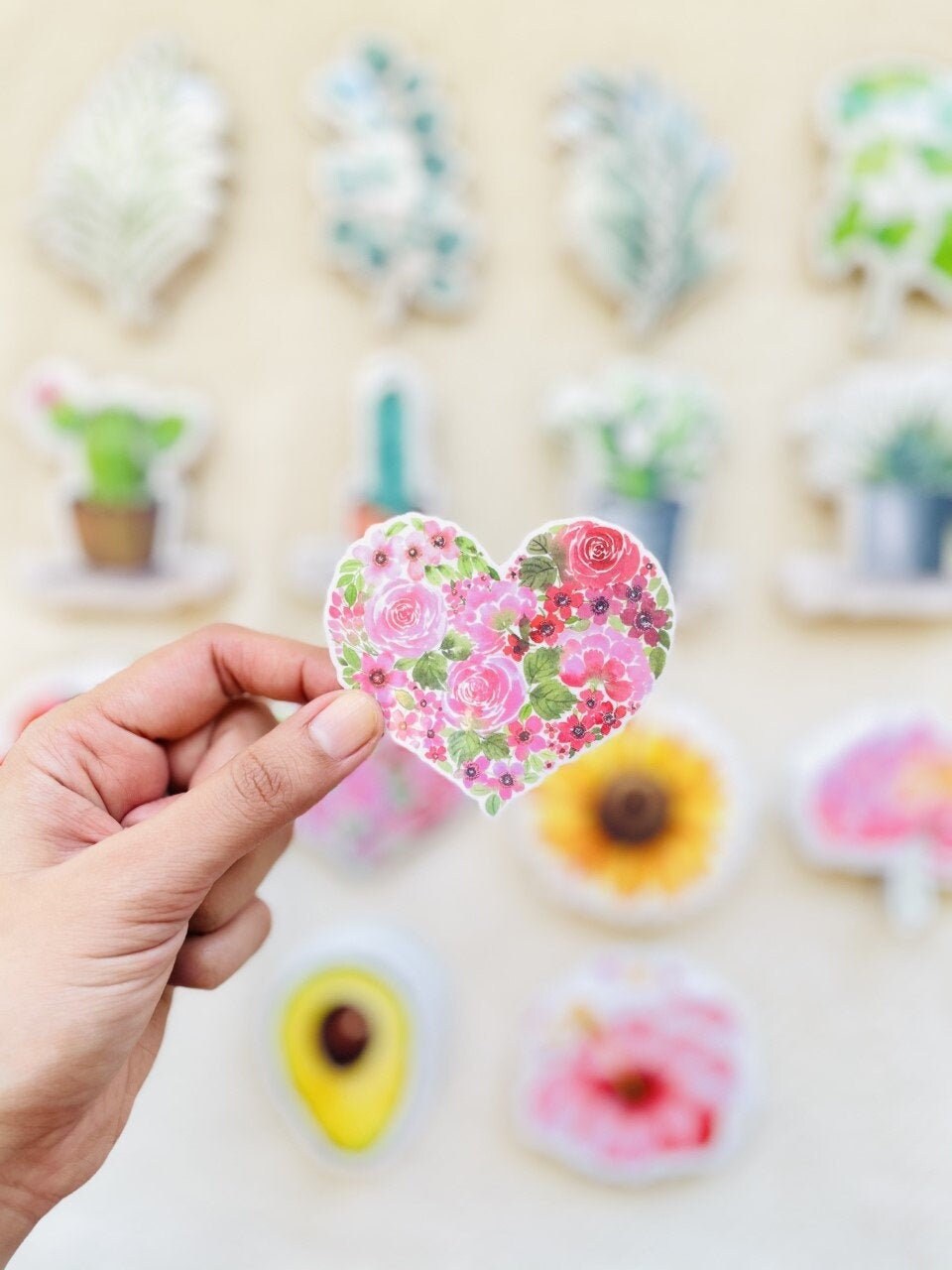 Heart Sticker, Floral Heart Laptop Sticker, Heart Vinyl Sticker, Water ...