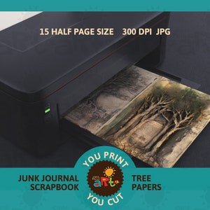 Tree Paper Collage Printable Junk Journal Half Papers - Etsy